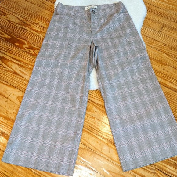 Mainbocher | Pants & Jumpsuits | Vintage Y2k Pink Gray Plaid Wide Leg Mid Rise Capris By ...
